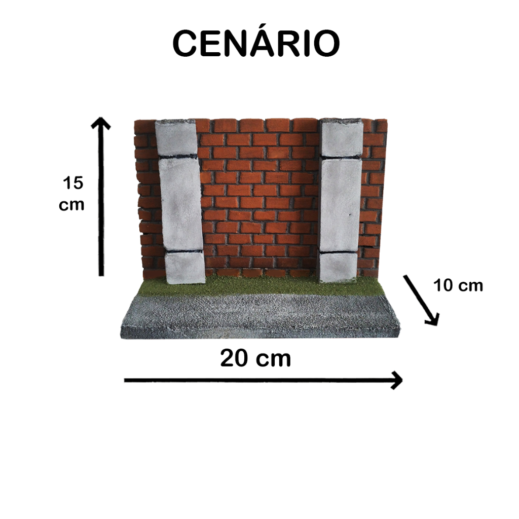 Cenário / Diorama Parede De Tijolos e Pilastras (A: 15 cm x L: 20 cm x ...