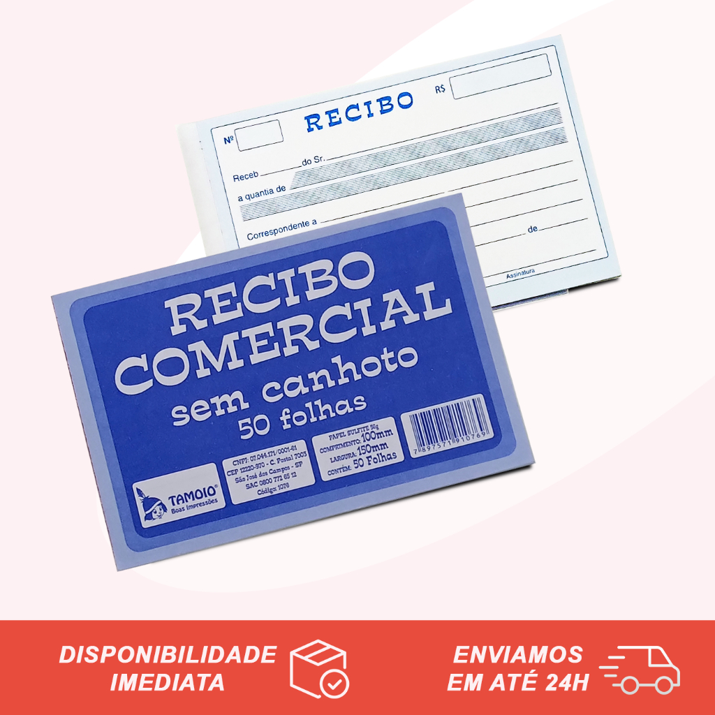 Recibo Comercial Sem Canhoto Com 50 Folhas Tamoio | Shopee Brasil