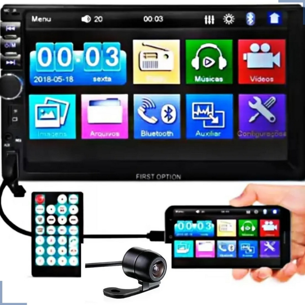 Central Multimídia First Option 7810H MP5 Tela 7 Espelhamento Bluetooth USB SD AUX Radio - FISRT ...