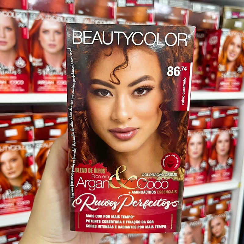 Kit Coloração Ruivo Caramelho 86.74- Beauty Color | Shopee Brasil