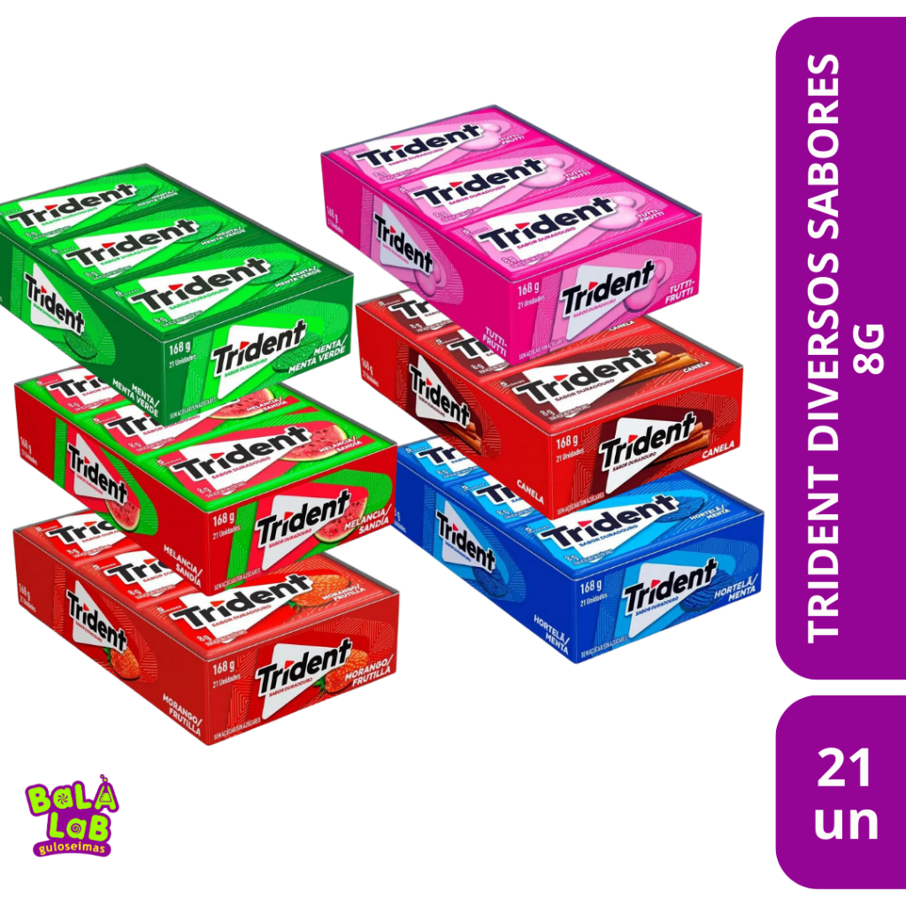 Chiclete Trident Diversos Sabores (Display com 21 unidades de 8g cada) | Shopee Brasil