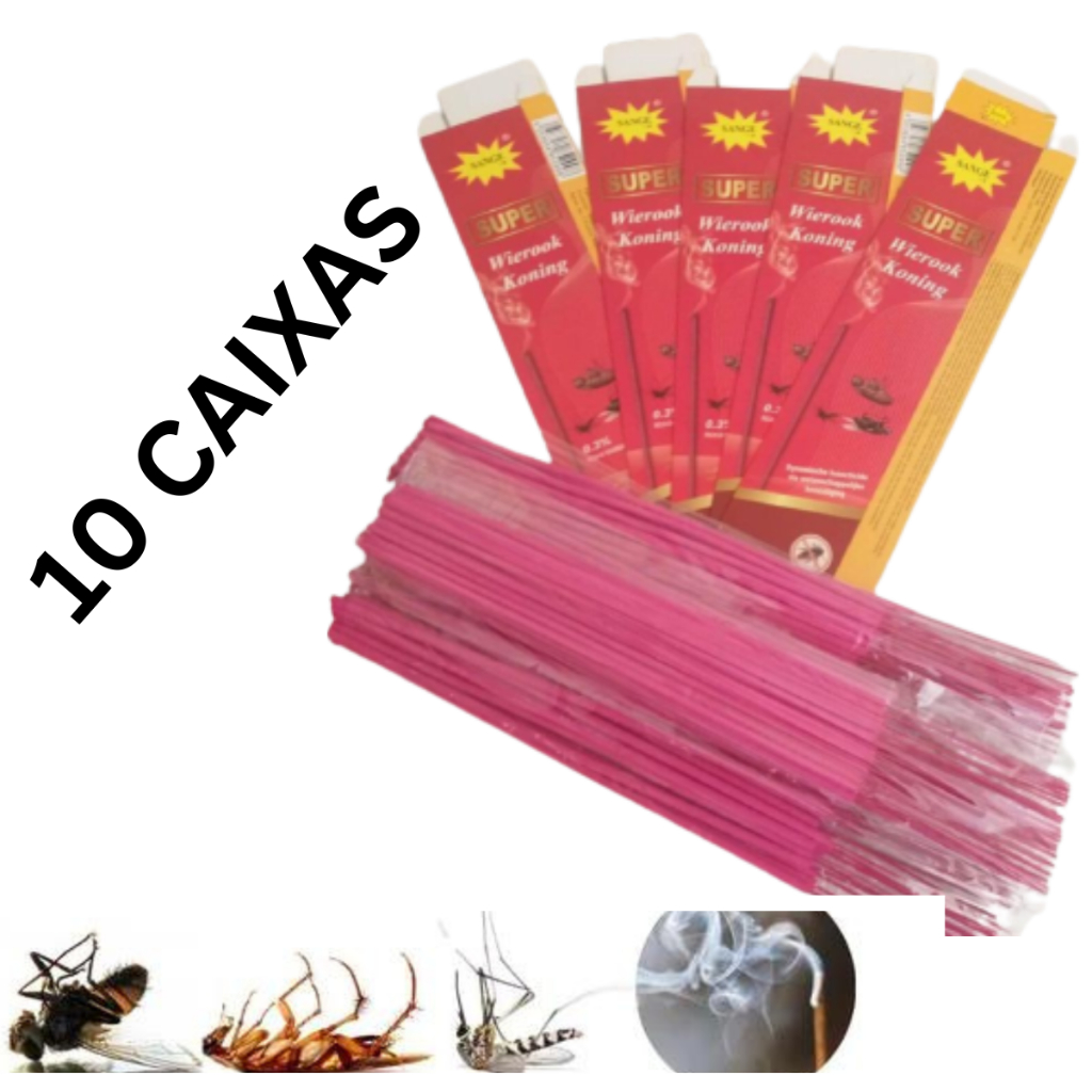 10 CX Incenso Palito mata inseto Carapanâ Mosquito Pernilongo Barata ...
