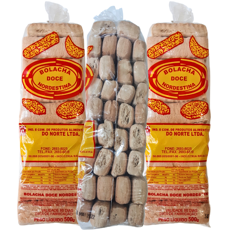 Kit c/3 Bolachas Nordestina Pacotes de 500g Cada | Shopee Brasil