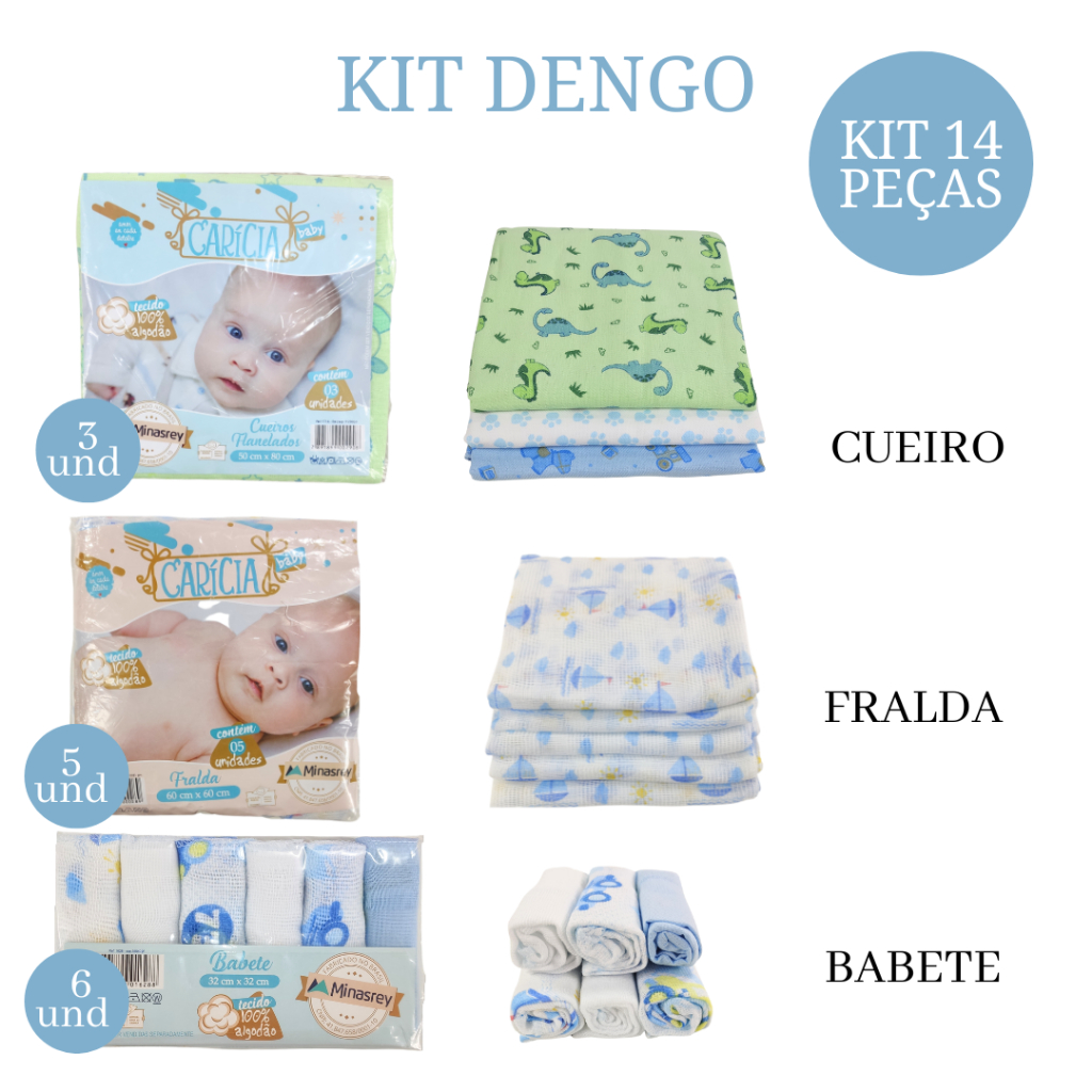 Kit Dengo Enxoval Fralda de Bebê + Babetes com 6un + Cueiro de Neném ...