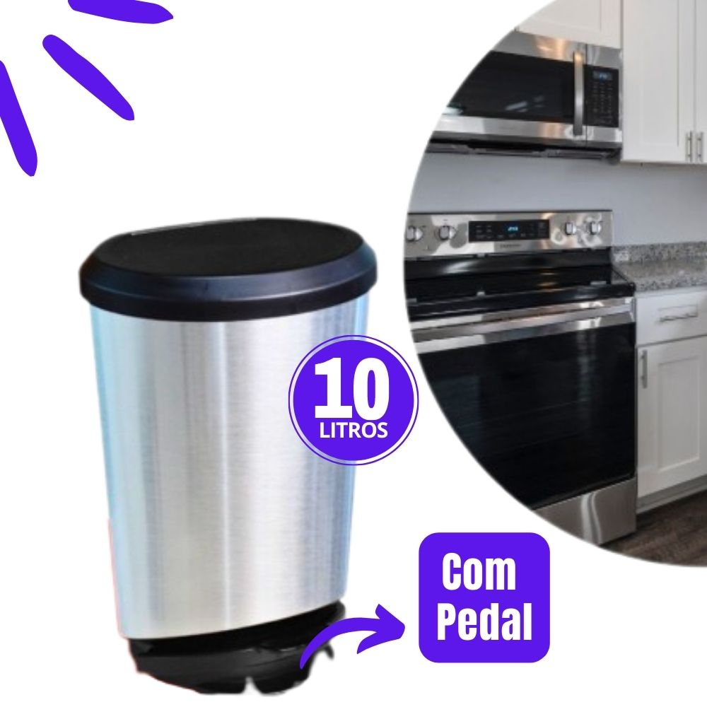 Lixeira Pedal Label 10l Cozinha Banheiro Escritório | Shopee Brasil