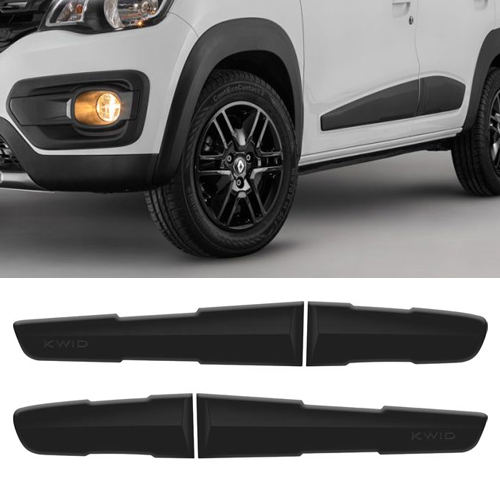 Kit Friso Lateral Largo Borrachão Compatível Kwid 2017 Até 2021 Preto ...