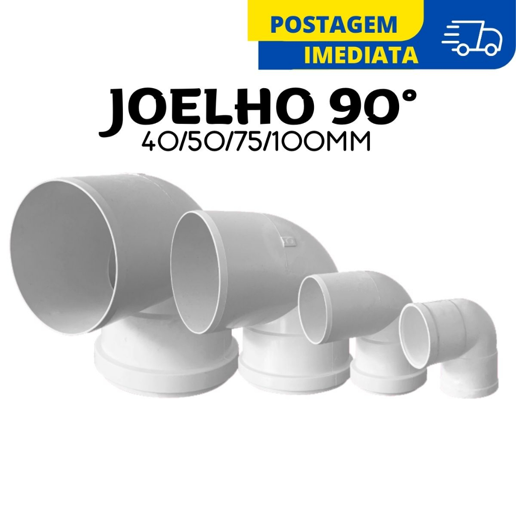 Joelho cotovelo Esgoto PVC 90 graus - 40mm 50mm 75mm 100mm | Shopee Brasil