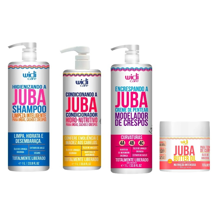 Kit Juba Widi Care - Sh 1L + Cond 1L + Encrespando a Juba 1l + Másc ...