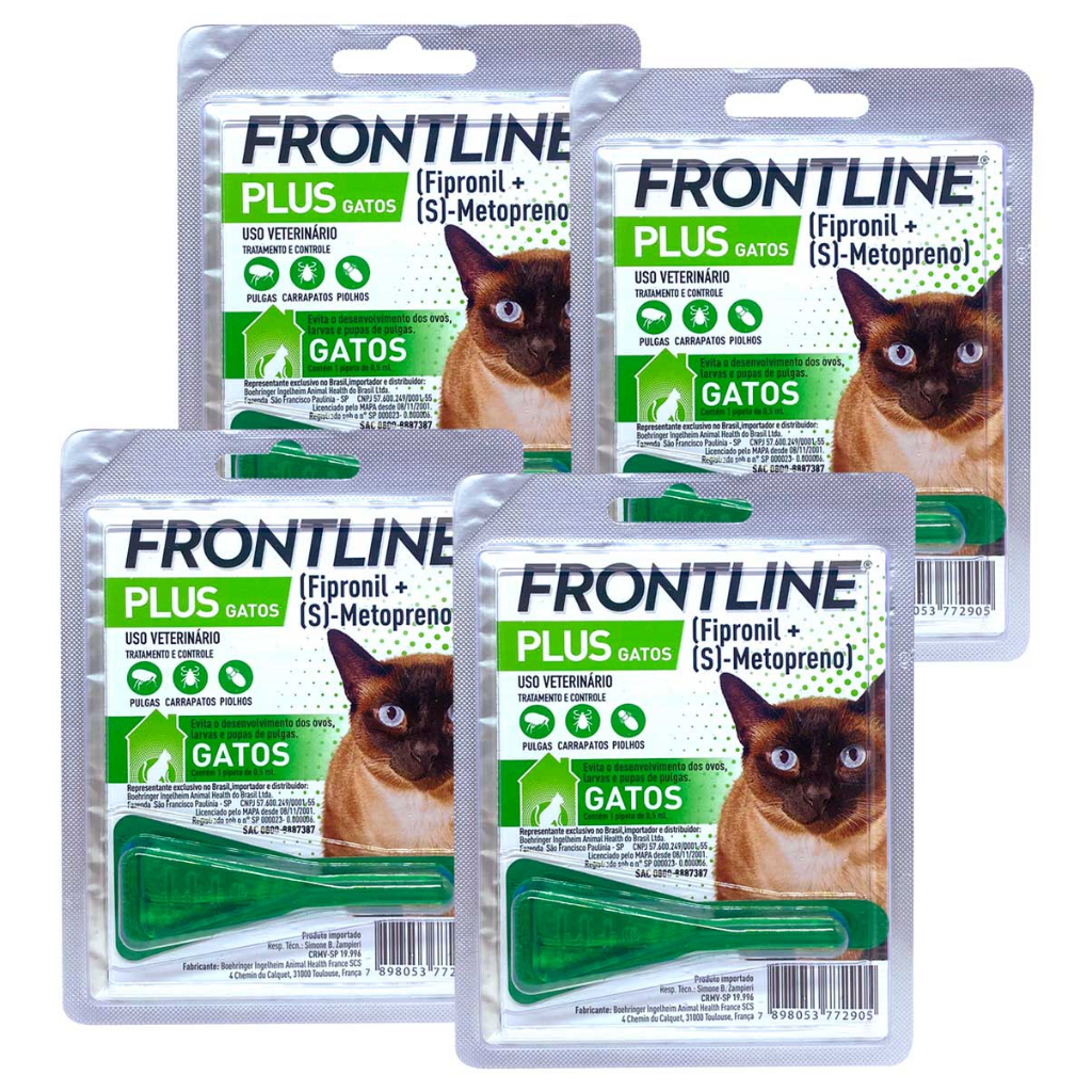 Kit 4 Frontline Plus Gatos Anti Pulga Carrapato Kit Pipeta | Shopee Brasil