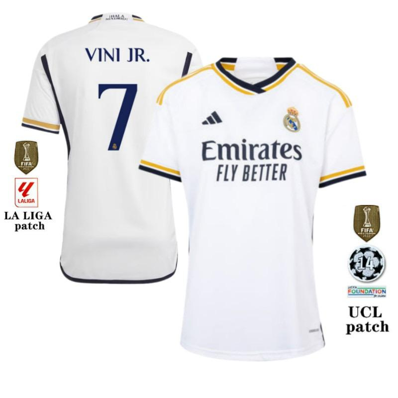 Camiseta Real Madrid 1 Vini Jr. 7 Branca 23/24 Masculina Torcedor Futebol Europa | Shopee Brasil