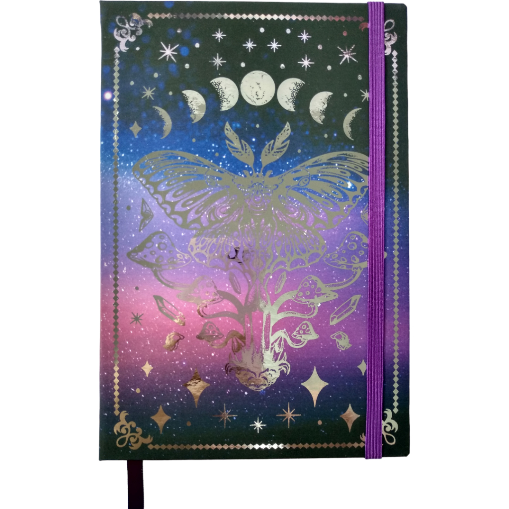 Caderneta Caderno Grimorio Tipo Moleskine Mariposa Luna Moth Cogumelo ...