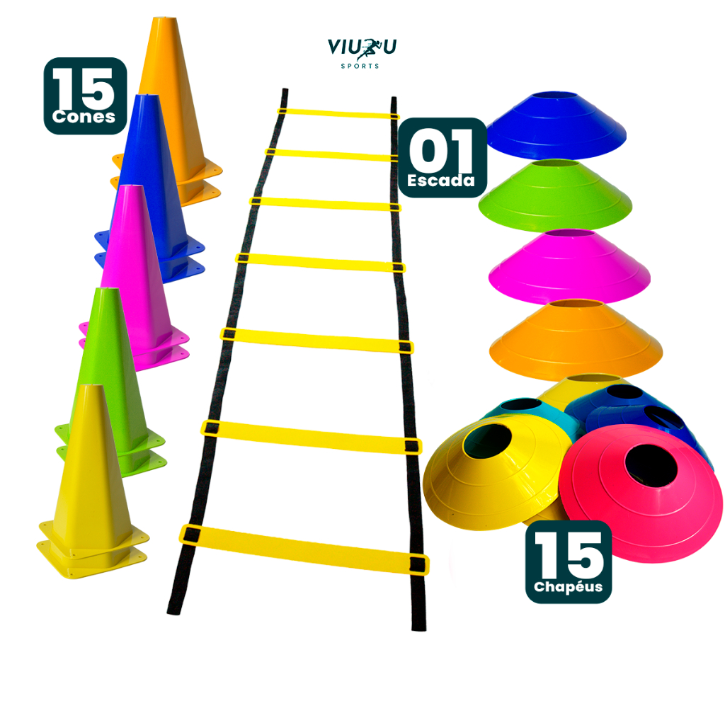 Kit Funcional 01 Escadas de Agilidade + 15 Chapéus Chinês e 15 Cones | Shopee Brasil