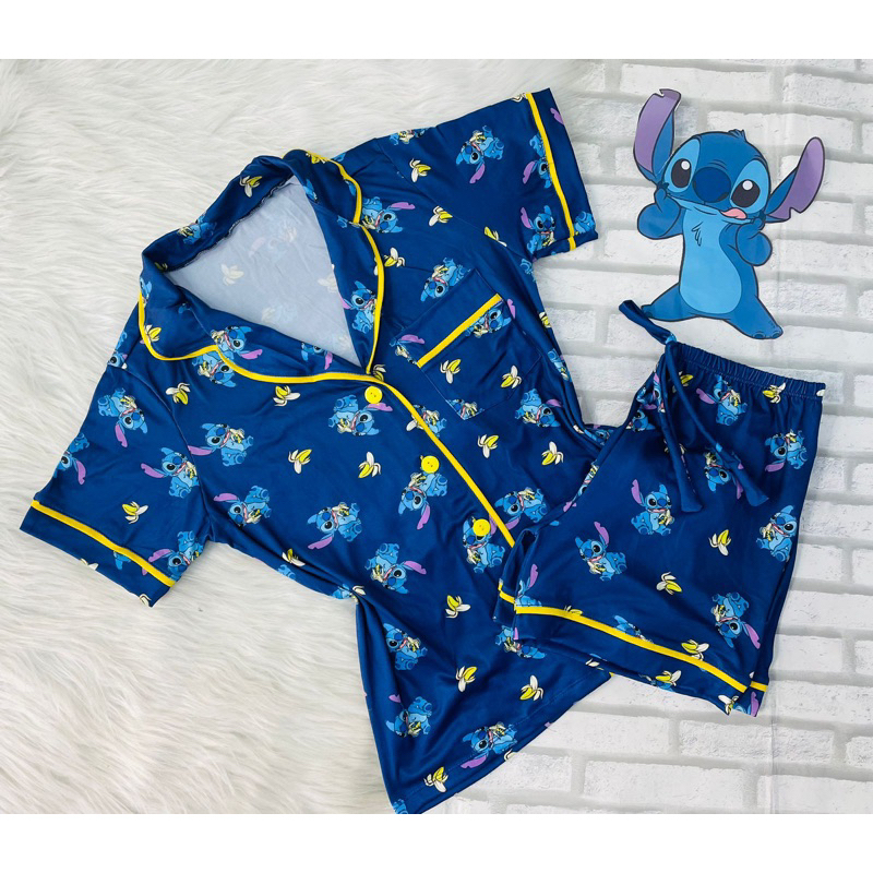 Pijama Americano Adulto Lilo Stitch Azul Roupa de dormir desenho Disney | Shopee Brasil