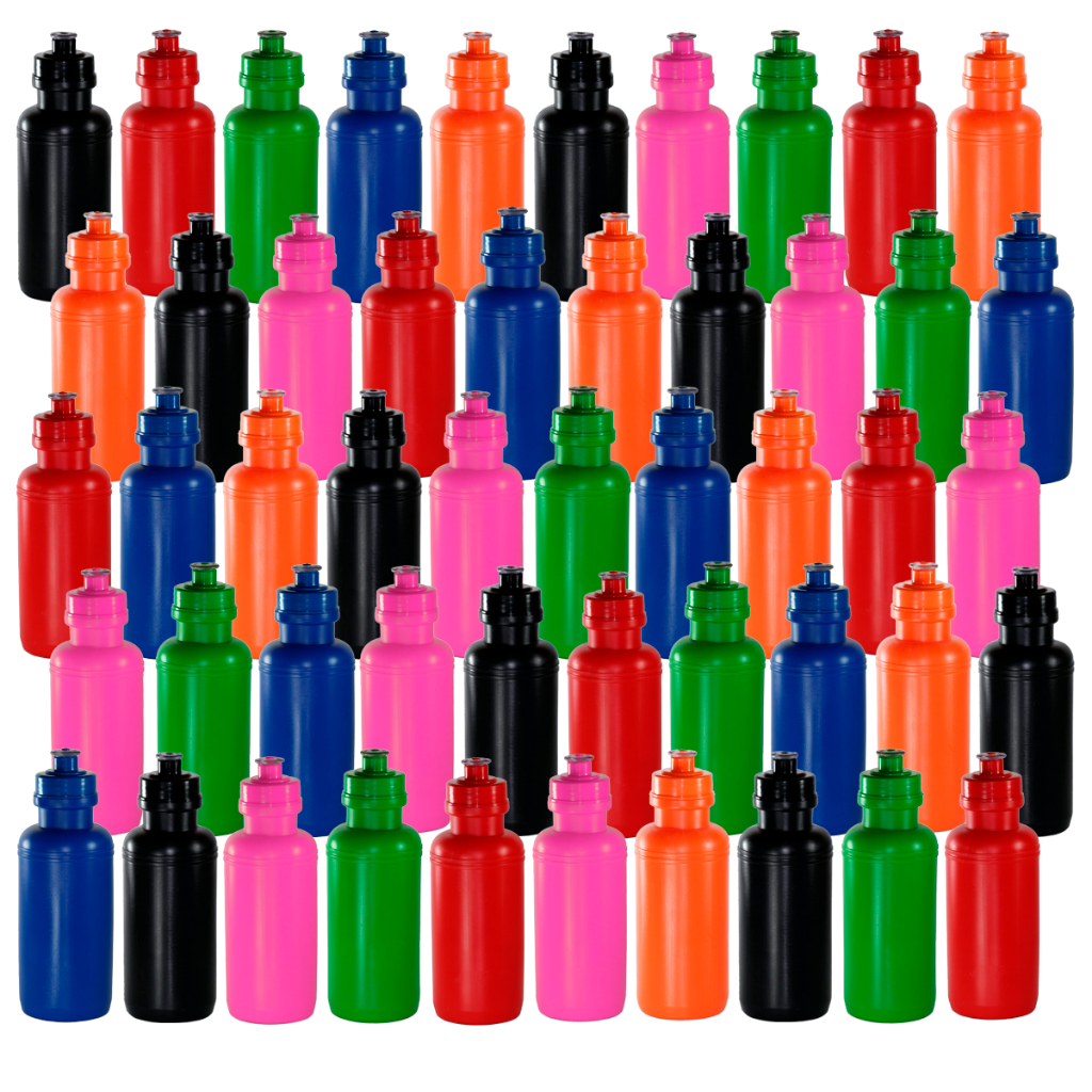 Kit 50 Squeeze 500ml Cada - Garrafa de Agua Squeeze Coloridas | Shopee ...