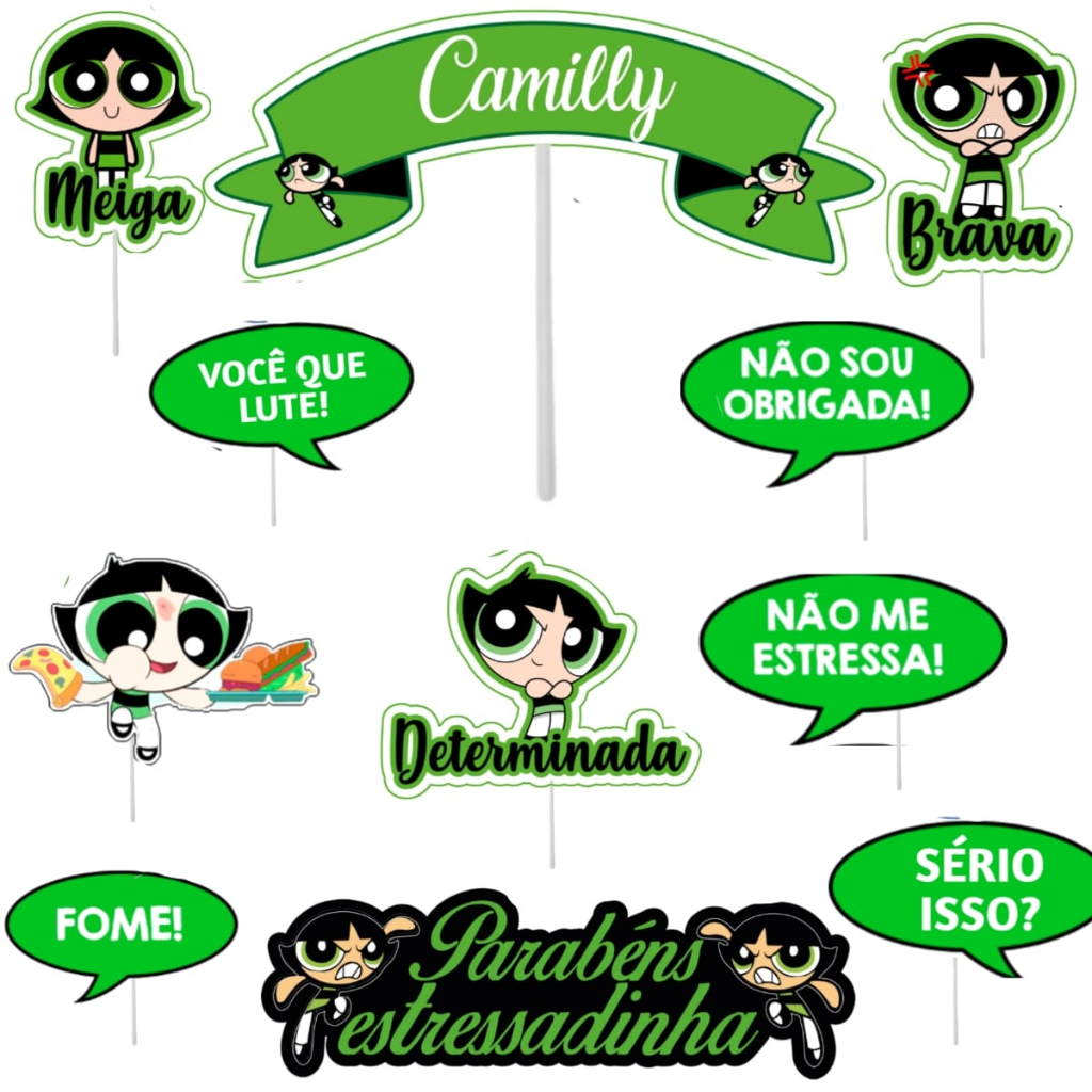 Kit Topo De Bolo+ Toppers/ Tags Docinho Meninas Super Poderosa | Shopee ...
