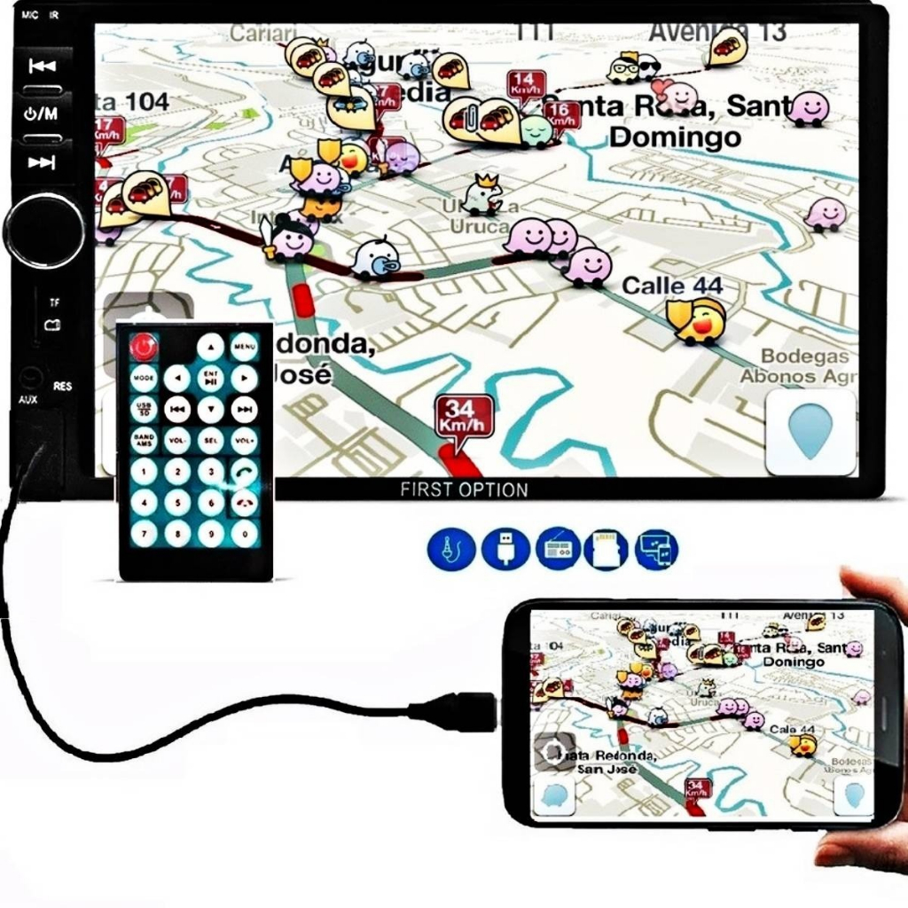 Central Multimídia First Option 7810H MP5 Tela 7 Espelhamento Bluetooth USB SD AUX Radio - FISRT ...