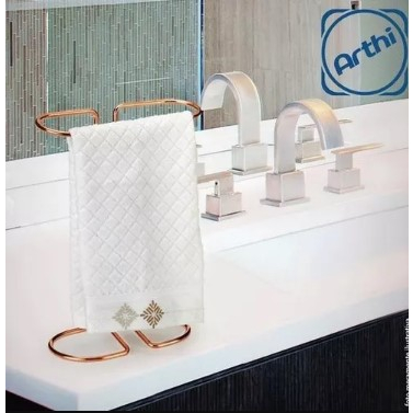 Porta Toalha Bancada Lavabo Premium Rose Cromado Luxo Arthi | Shopee Brasil