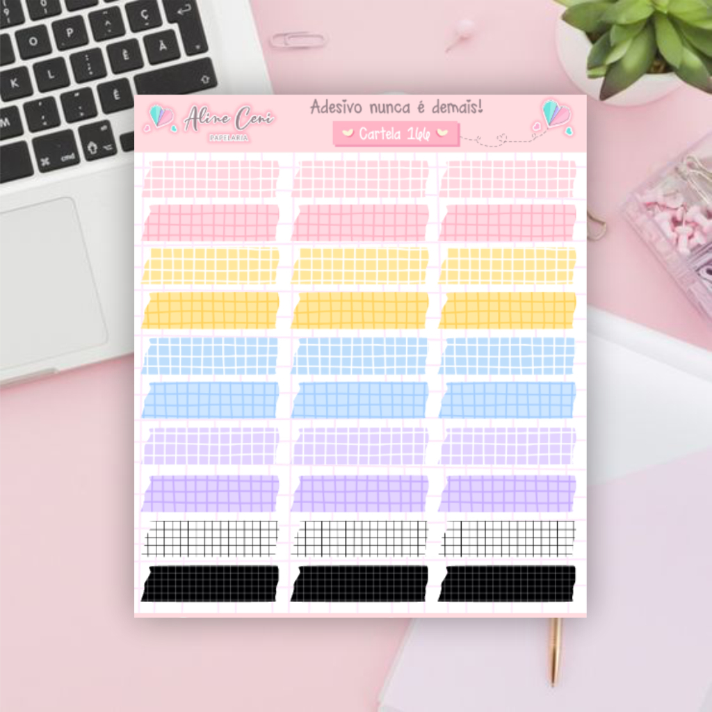 Cartela de adesivo n 166 - adesivos decorativos, washi tapes, papelaria ...