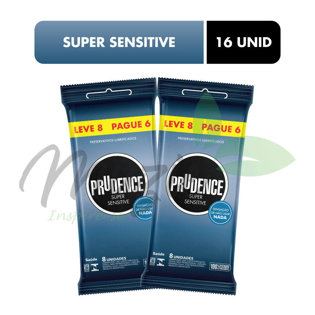 Kit 16 Preservativo Camisinha Super Sensitive Prudence Pct 8 - Faz a Boa!