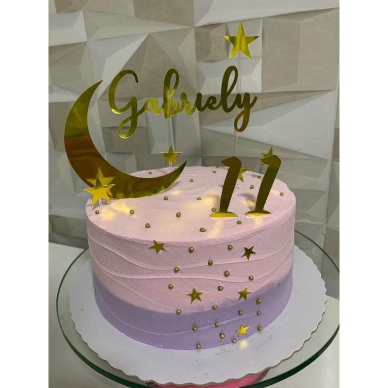 topo de bolo lua e estrelas decoração para bolo | Shopee Brasil