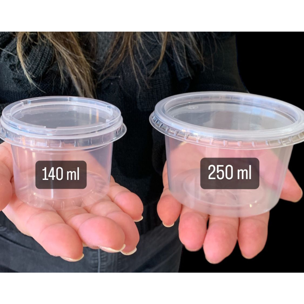 Kit Potes Plástico Potinho Redondo Descartável C/ Tampa para bolos ...