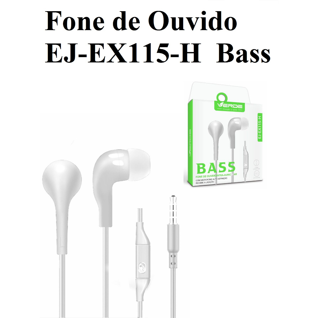 Fone de Ouvido com Microfone - Intra-Auricular Bass EJ-EX115-H - Branco | Shopee Brasil
