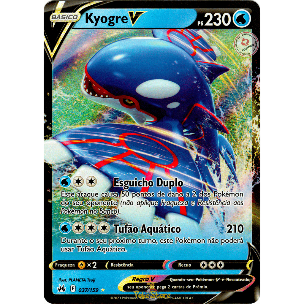 Carta Pokémon Kyogre V Português Card Original Copag Realeza Absoluta ...