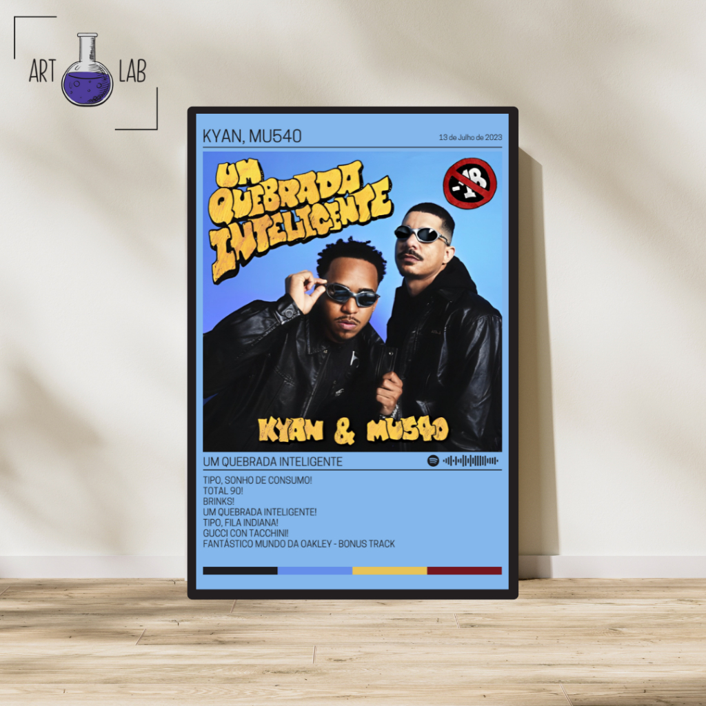 Quadro decorativo álbum Spotify Kyan Um Quebrada Inteligente moldura e vidro | Shopee Brasil