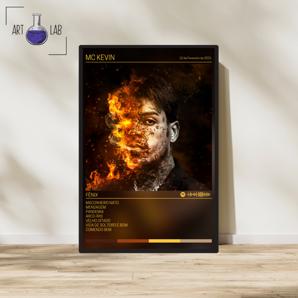 Quadro decorativo álbum Spotify MC Kevin Fênix moldura e vidro | Shopee ...