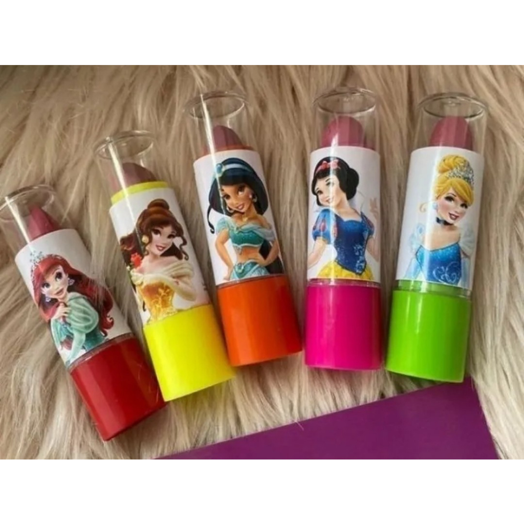 Kit 06 Batom Infantil Para Criança Menina Princesas | Shopee Brasil