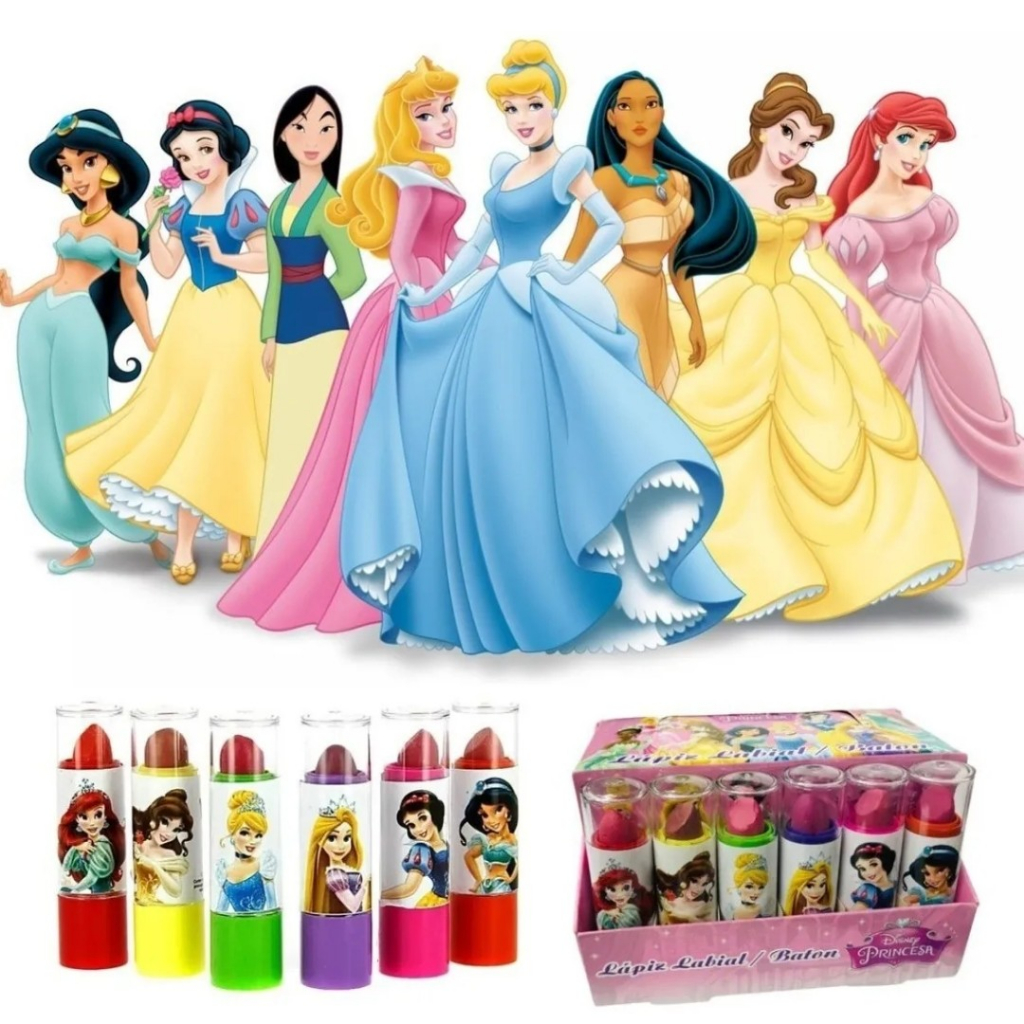 Kit 06 Batom Infantil Para Criança Menina Princesas | Shopee Brasil
