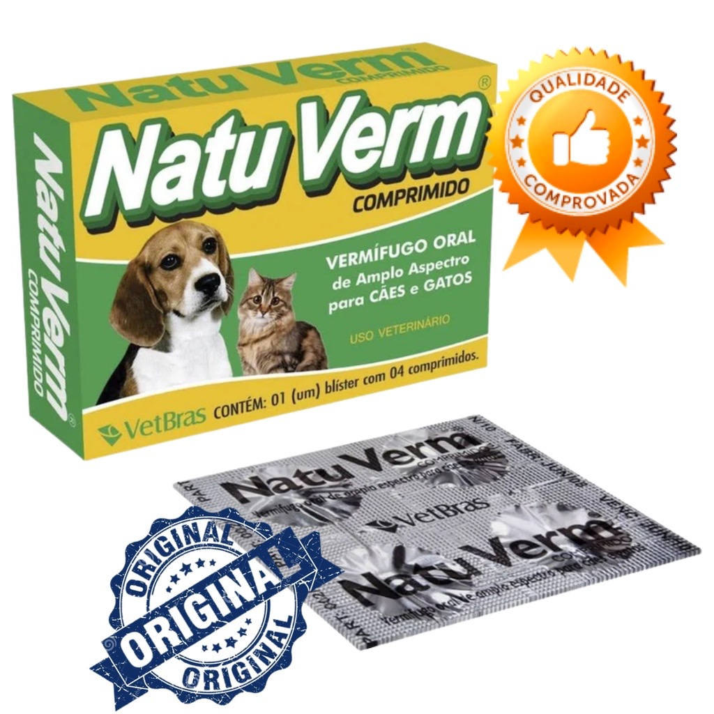 Natu Verm Caes e Gatos Vermífugo Oral De Amplo Espectro Dose Unica c/4 ...