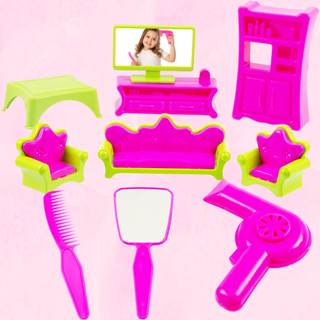 Kit Camarim Estilo Barbie - Secador, Espelho, Pente + Jogo Sala e ...