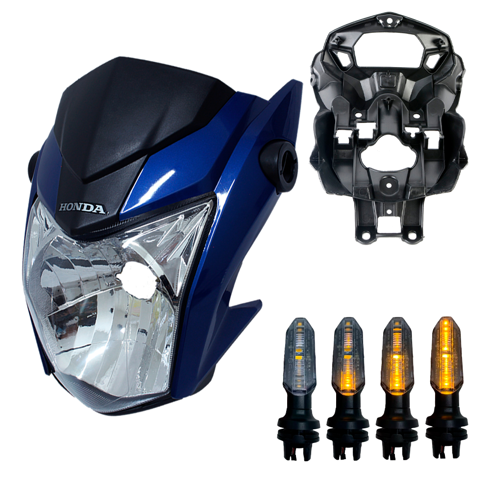 Frente Farol Completo Carenagem Interna Suporte Aranha 4 Pisca Setas Sequencial Led Titan 160 ...
