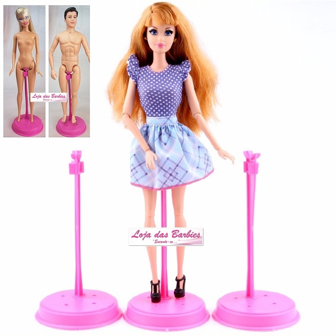 Suporte Para Boneca Barbie Ken Clássico Rosa Expositor Stand Ficar Em ...