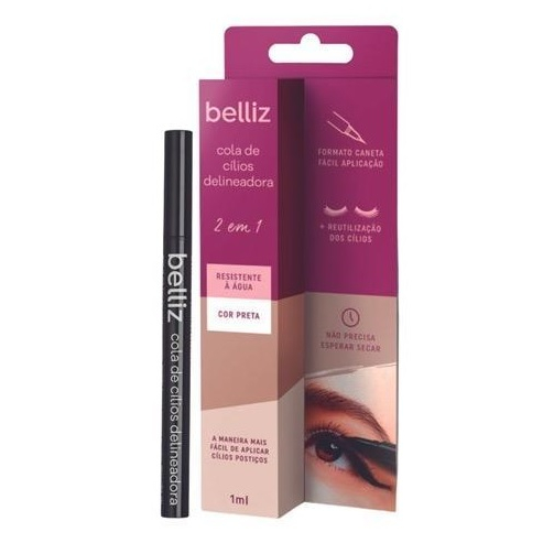 Cola De Cilios Delineadora Belliz - Cor Preta - 2681 | Shopee Brasil