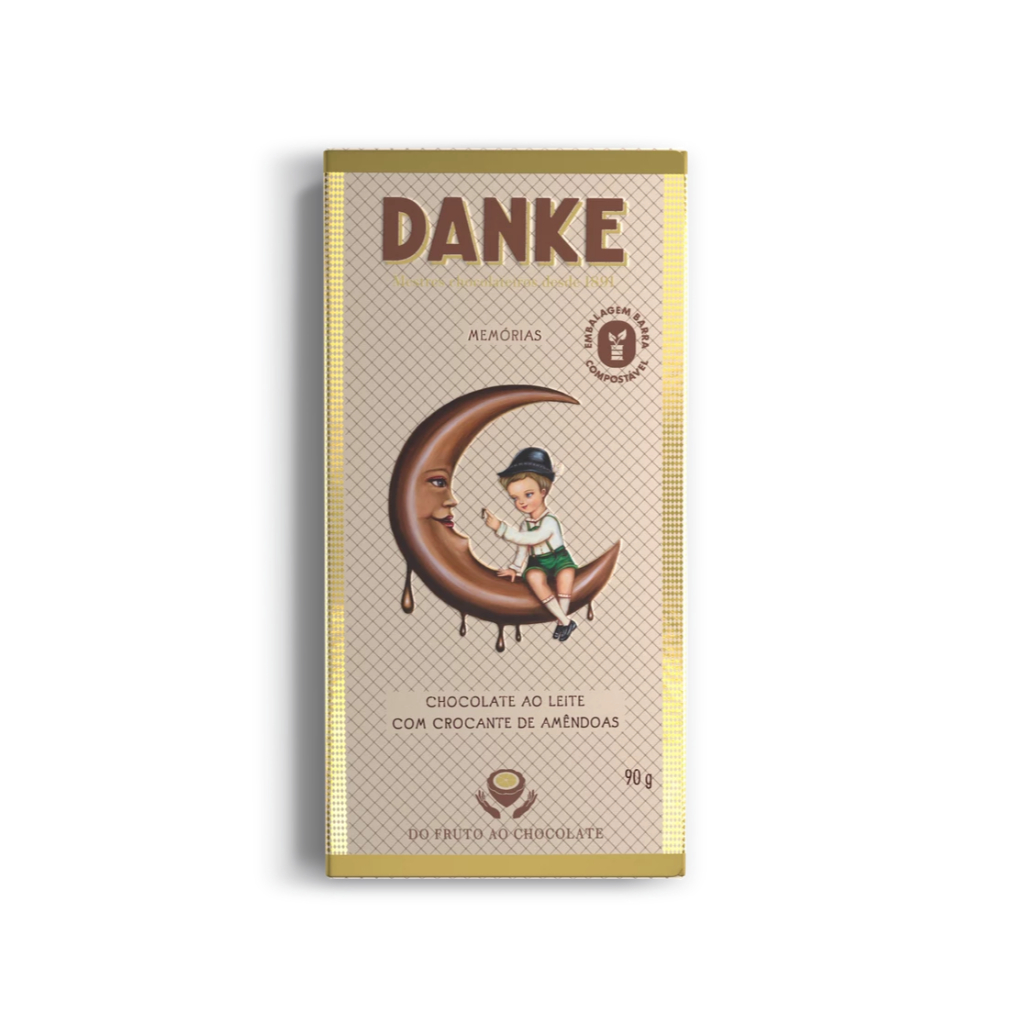Chocolate Danke - CHOCOLATE AO LEITE COM CROCANTE DE AMÊNDOAS - 90G ...