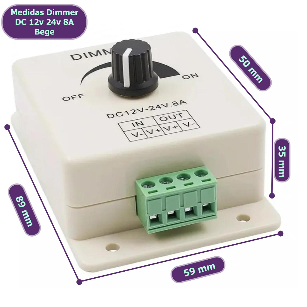 Kit 5 Dimmer Regulador De Tensão Led 12v A 24v 8A Interruptor Dimmer ...