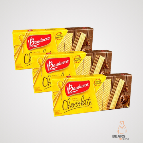 Wafer Bauducco Sabor Chocolate Kit Com 3 Pacotes - 140g | Shopee Brasil