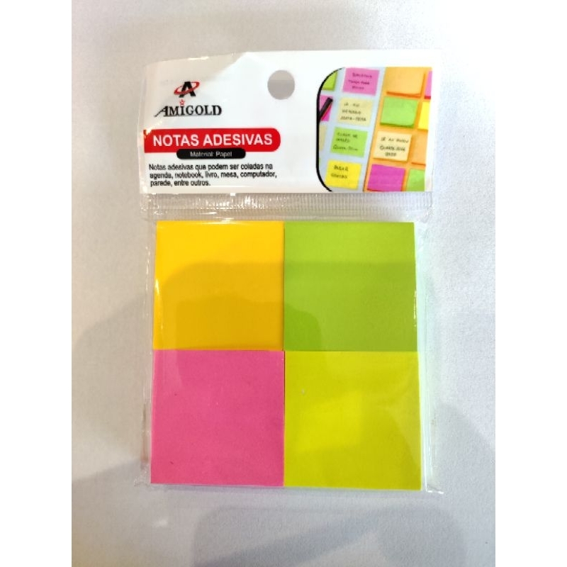Bloco de notas adesivas 400 folhas 3,8 x 3,8cm/ bloco adesivo 4 cores ...
