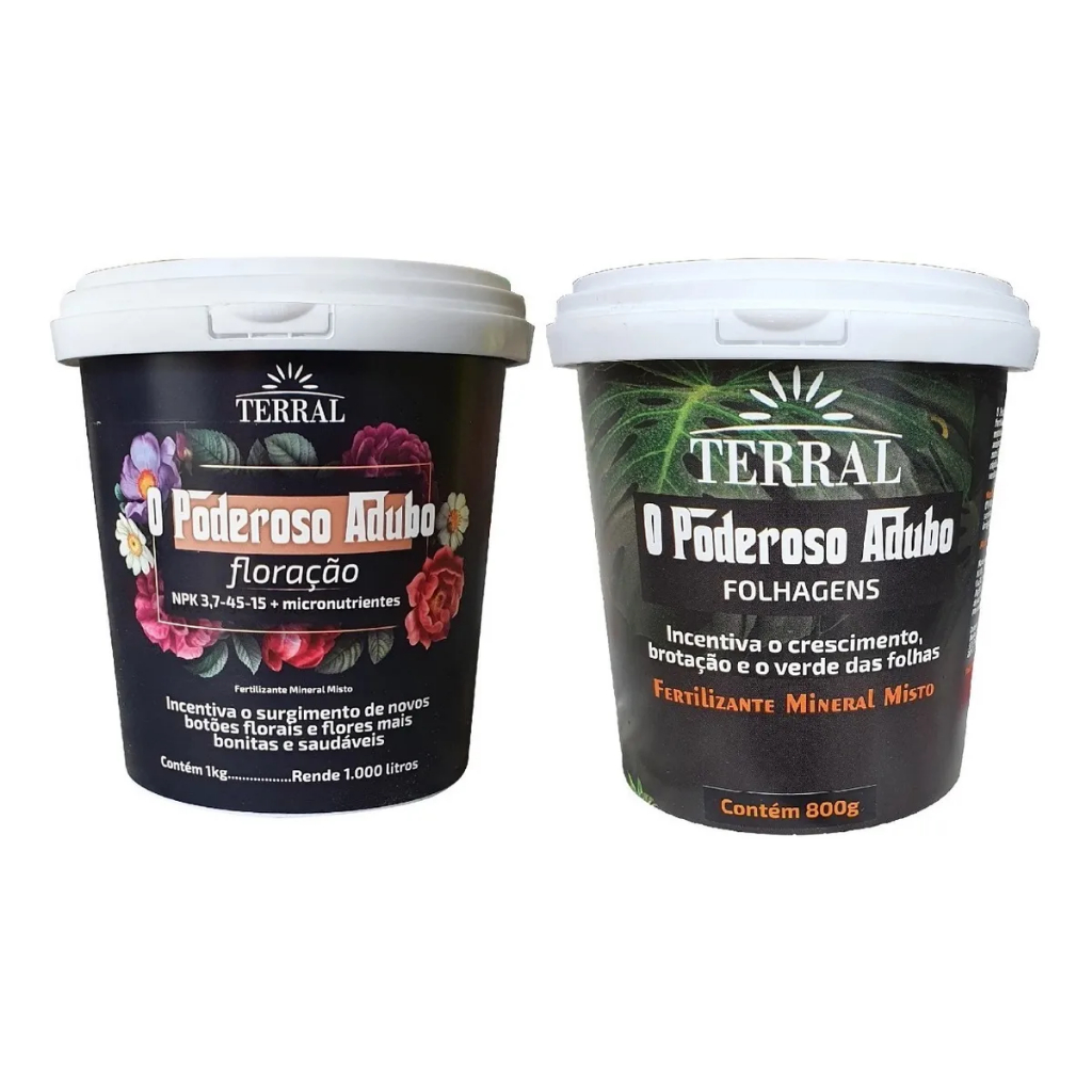 Kit Poderoso Adubo Floração E Folhagens 2 Un 1kg/800g Terral | Shopee ...