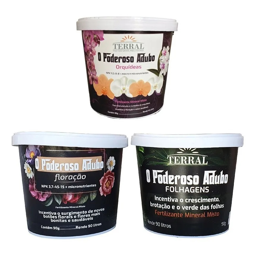Kit Poderoso Adubo Floração, Folhagens, Orquídeas 90g Terral | Shopee ...