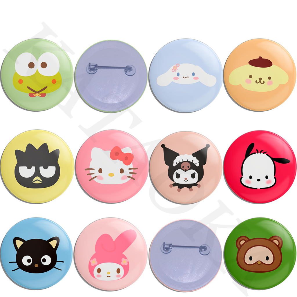 Kit C/10 Bottons Sanrio 3,5cm/4,5cm Hello Kitty Kuromi My Melody ...