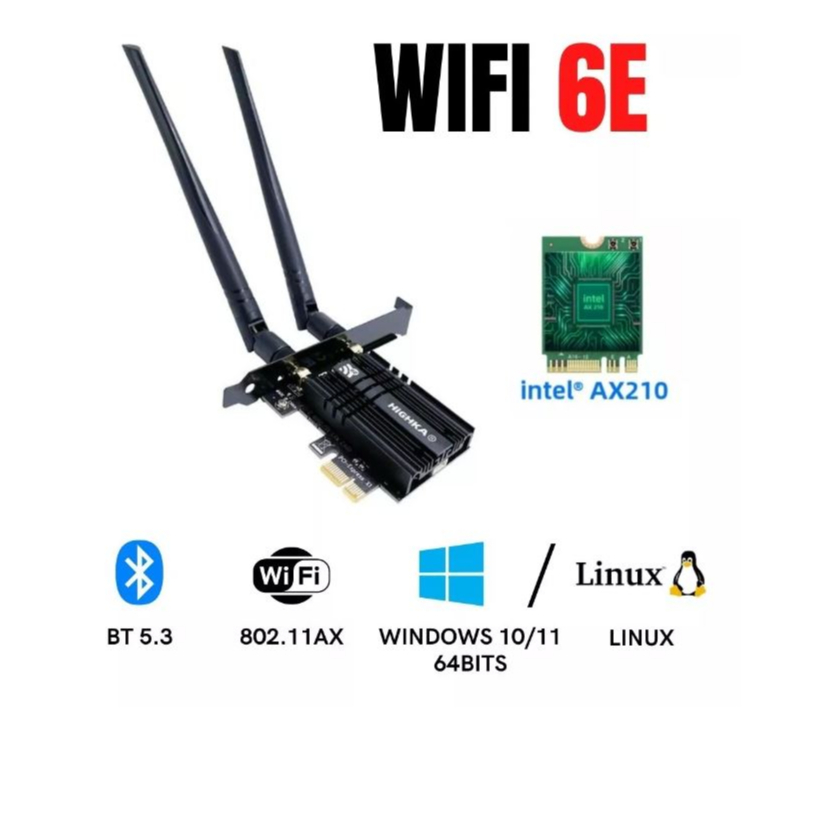 Kit Adaptador Placa Wi-fi 5374 Mbps Desktop Alto Alcance Antena Bluetooth 5.3 5g 6g | Shopee Brasil