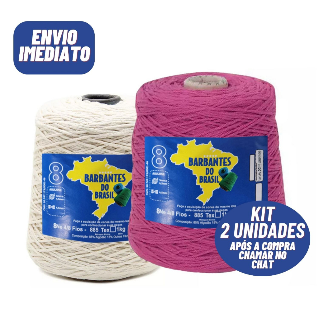 Kit 2 Barbantes Crochê 600gr Fios 6 ou 8 Não Desbota / Diversas Opções ...