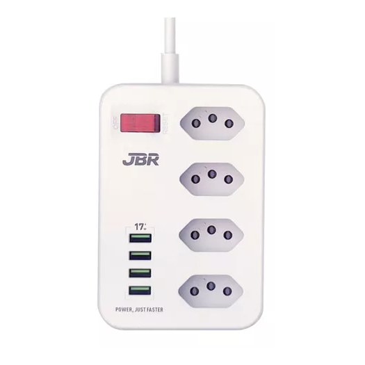 Filtro De Linha Elétrico Extensor Régua Com 4 Tomadas + 4x Saídas Usb 3.4A Cabo De 2 Metros ...