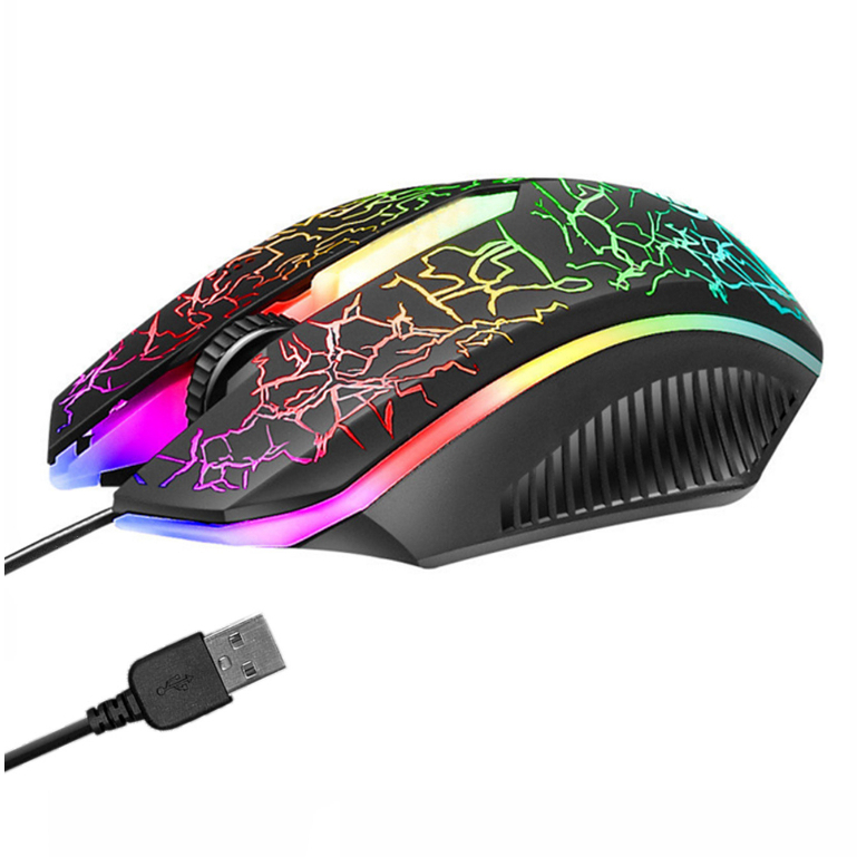 Mouse Usb Com Fio Para Gamer Colorido Luminoso Desktop Computador Escritório RBG - Faz a Boa!