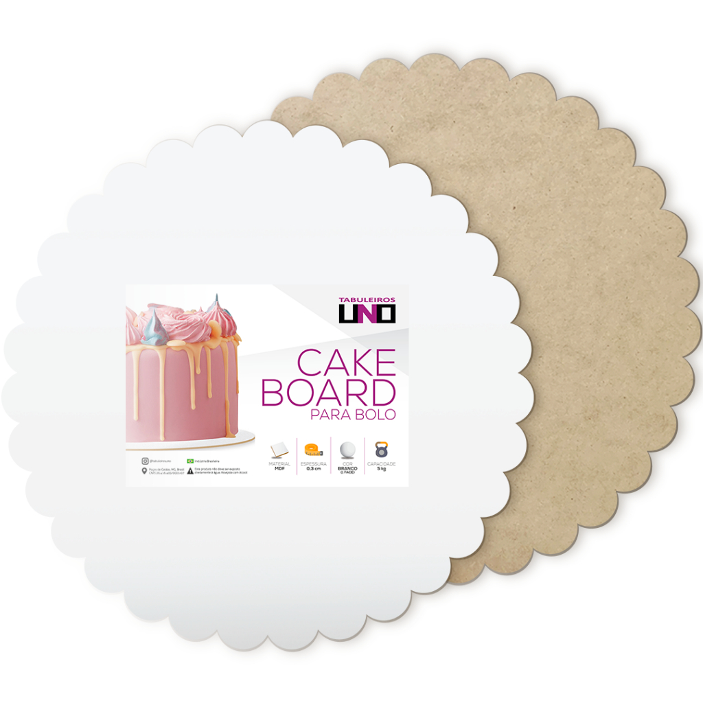 Cake Board 18cm Em Mdf de 3mm Kit com 10 Para Bolo e Confeitaria Borda ...
