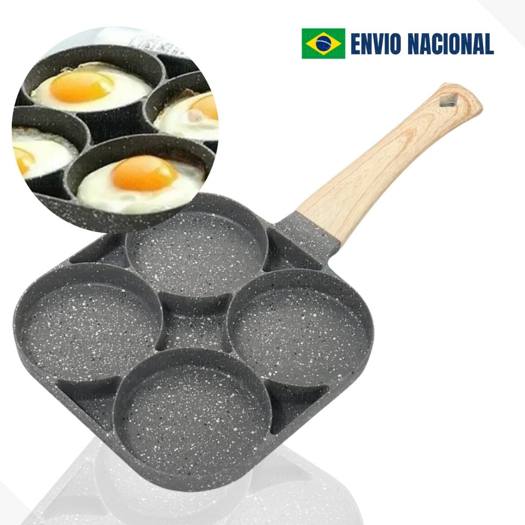 Frigideira multiuso Antiaderente Para Ovos Hambúrguer Bacon Com 4 ...
