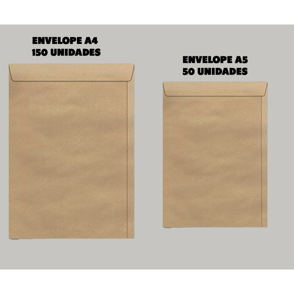 Kit de Envelopes Pardos A4(150u) e A5(50u) | Shopee Brasil